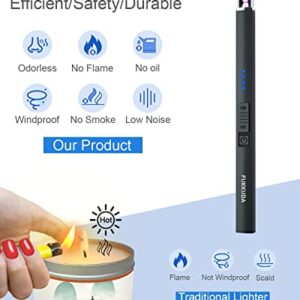 Electric Candle Lighter Plasma Arc Lighters Windproof & Flameless with USB Rechargeable Battery Double Safety Switch (Obisidian Black)