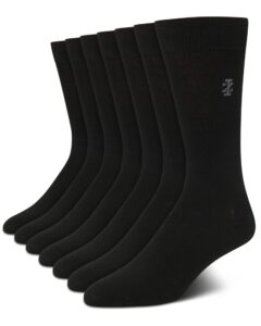 izod men's dress socks - lightweight mid-calf crew dress socks (7 pack), size 6-12.5, black