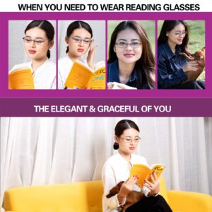 FEIVSN 3-Pack Rimless Reading Glasses For Women, Lightweight Spring Hinge Readers, Classic Elegant Artistic Eyeglasses UV 400 (Mix 2.0 Etc)