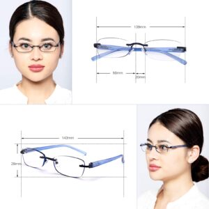 FEIVSN 3-Pack Rimless Reading Glasses For Women, Lightweight Spring Hinge Readers, Classic Elegant Artistic Eyeglasses UV 400 (Mix 2.0 Etc)