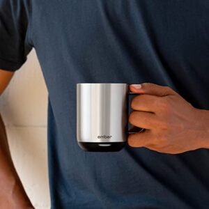 Ember Temperature Control Smart Mug 2, 10 Oz, App-Controlled Heated Coffee Mug with 80 Min Battery Life and Improved Design, Stainless Steel