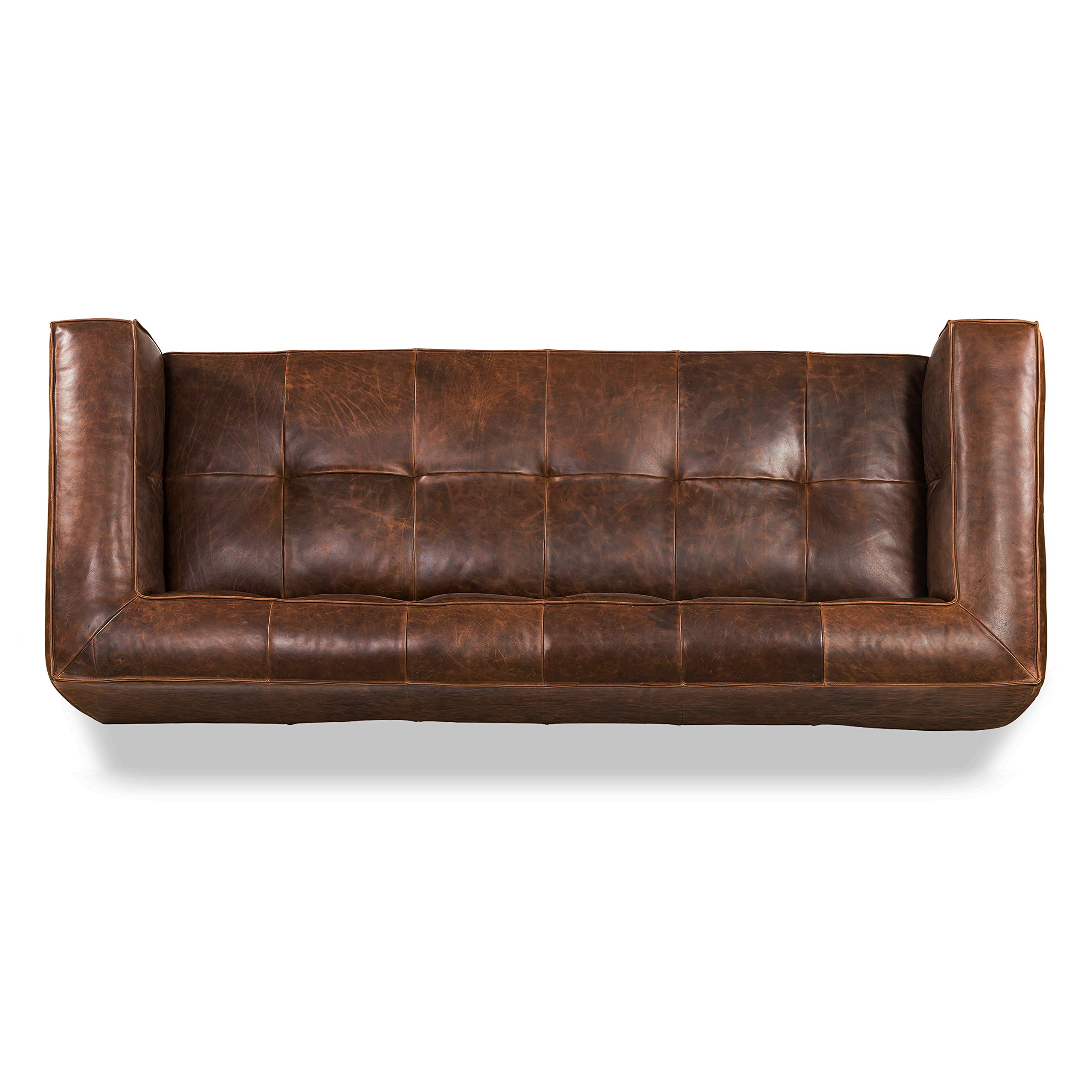 POLY & BARK Capa Sofa in Full-Grain Semi-Aniline Italian Tanned Leather in Chocolate Brown