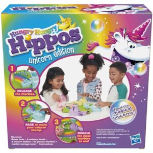 Hasbro Gaming Hungry Hippos Unicorn Edition Pre-School Board Game for Kids Ages 4 and Up; 2-4 Players