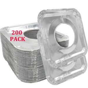 200 pack disposable gas burner liners square 8.5" gas stove liners stove burner covers aluminum foil stove burner liners, gas range top protectors, stove top covers for gas burners