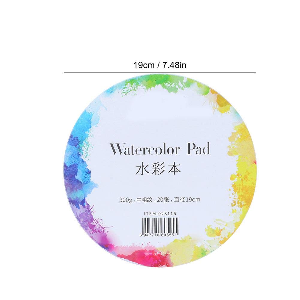 Watercolor Paper Painting, Portable Cold Pressed Pure Cotton Paint Paper Acid Free Portable(Round Watercolor Book 10.5cm/24 Sheets)