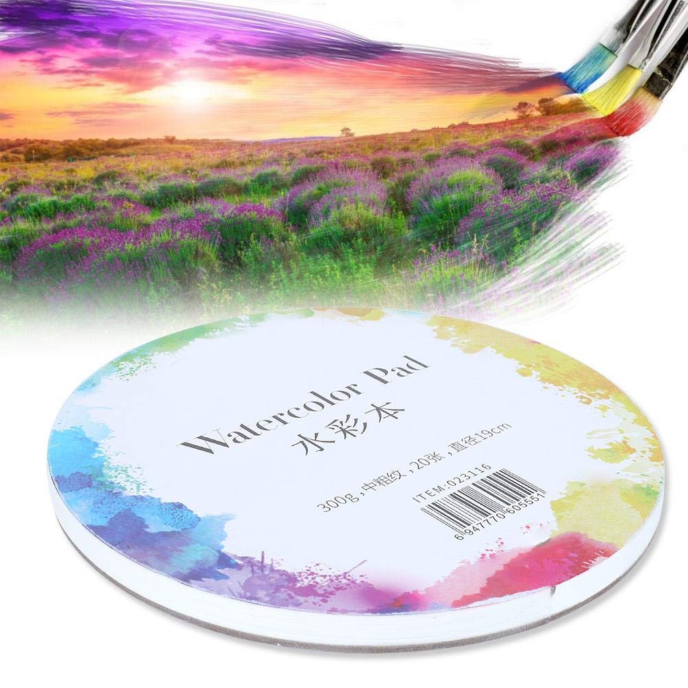 Watercolor Paper Painting, Portable Cold Pressed Pure Cotton Paint Paper Acid Free Portable(Round Watercolor Book 10.5cm/24 Sheets)