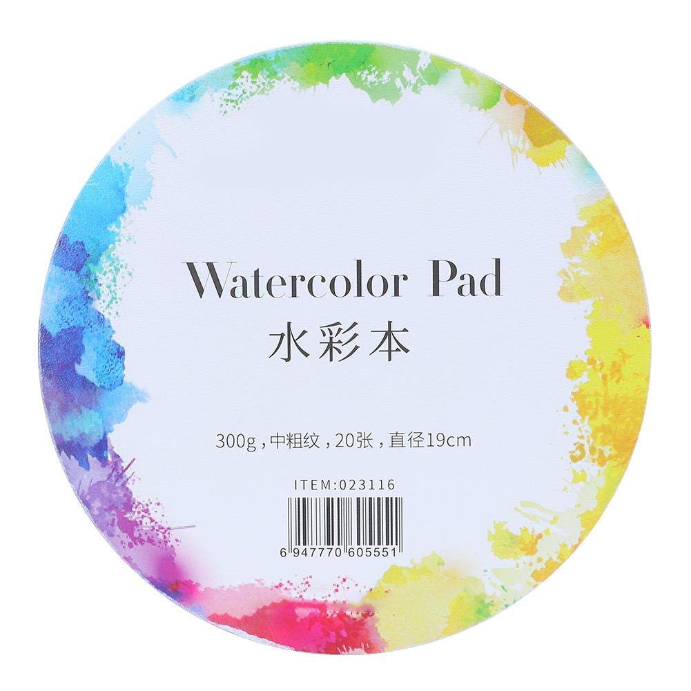 Watercolor Paper Painting, Portable Cold Pressed Pure Cotton Paint Paper Acid Free Portable(Round Watercolor Book 10.5cm/24 Sheets)