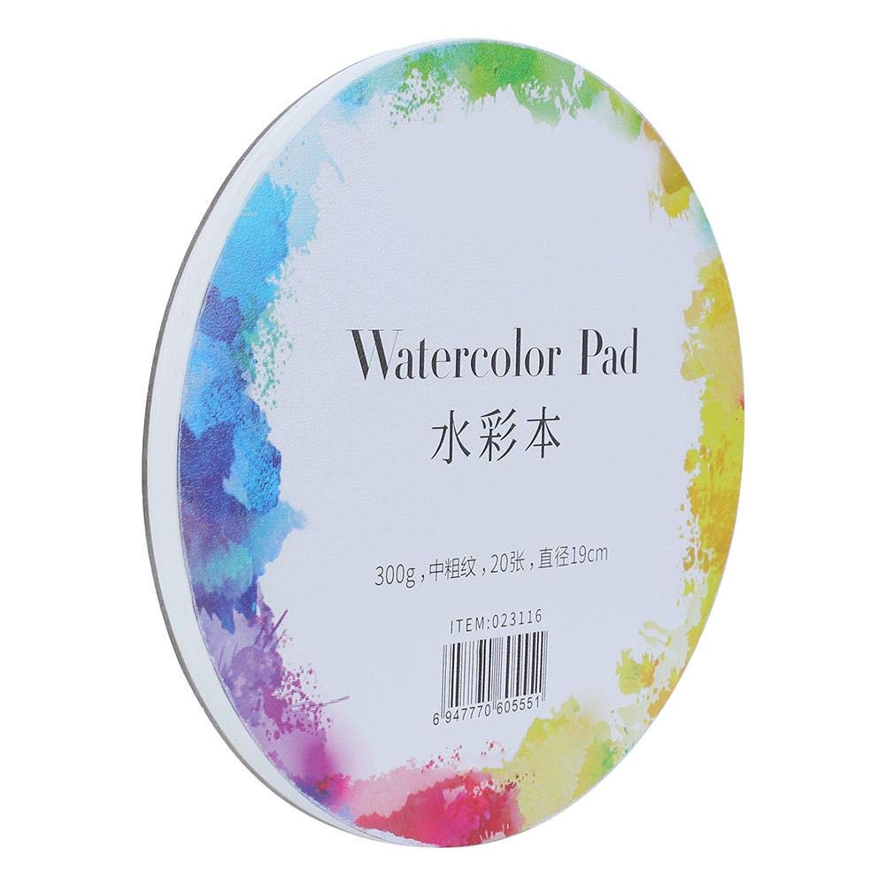 Watercolor Paper Painting, Portable Cold Pressed Pure Cotton Paint Paper Acid Free Portable(Round Watercolor Book 10.5cm/24 Sheets)