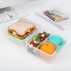 Sistema Lunch Containers Bento Box with Condiment and Sandwich Containers, 2 Water Bottles, Dishwasher Safe, Blue/Green