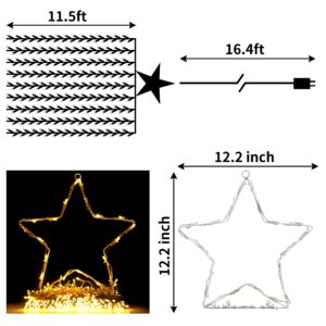 Joiedomi 335 LED Christmas Star Lights Outdoor, 11.5Ft 8 Lighting Modes Waterfall Lights with Topper Star for Christmas Tree, Home Party Wedding Garden Yard Patio Xmas Outdoor Décor(Warm White)