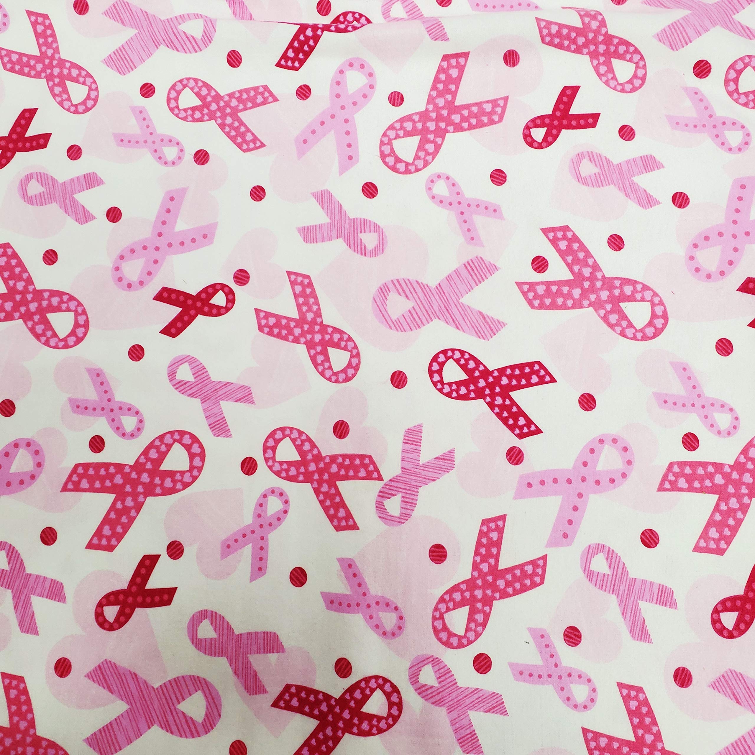 Fat Quarter - Flannel 100% Cotton Fabric Breast Cancer Awareness Ribbons