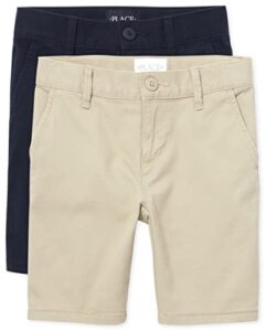 the children's place girls uniform chino shorts, sandy/tidal 2 pack, 10 us