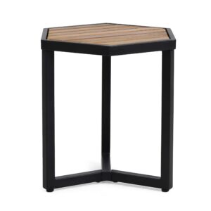 Christopher Knight Home END Table, Black Metal + Teak