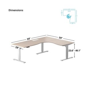 Progressive Desk L Shaped Height Adjustable Standing Desk 59" x 59" - Corner Computer Desk - Electric Stand Up Rising Workstation - Black Frame/Sunset Teak Top