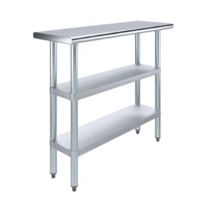 amgood stainless steel work table with 2 shelves | nsf | metal utility table (48" long x 14" deep)