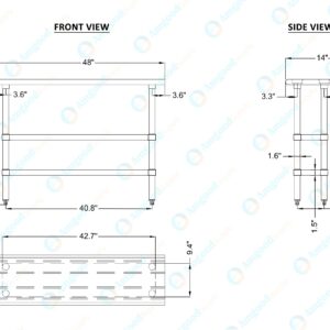 AmGood Stainless Steel Work Table with 2 Shelves | NSF | Metal Utility Table (48" Long x 14" Deep)