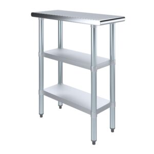 amgood stainless steel work table with 2 shelves | nsf | metal utility table (12" long x 30" deep)