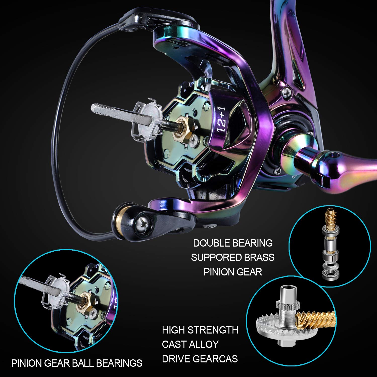 Sougayilang Fishing Reel, Colorful Ultralight Spinning Reels with Graphite Frame 6.0:1 High Speed, Over 39 lbs Carbon Drag for Saltwater or Freshwater Fishing- SC1000