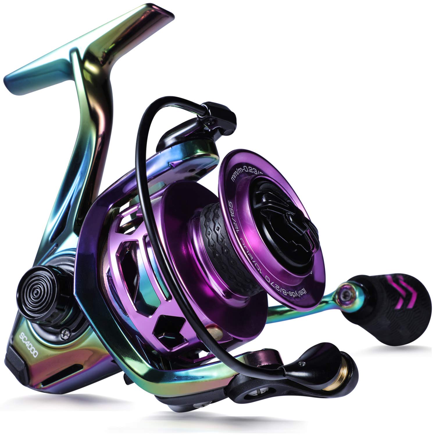 Sougayilang Fishing Reel, Colorful Ultralight Spinning Reels with Graphite Frame 6.0:1 High Speed, Over 39 lbs Carbon Drag for Saltwater or Freshwater Fishing- SC1000