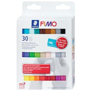 staedtler fimo soft polymer clay - oven bake clay for jewelry, sculpting, crafting, 30 pieces, assorted colors, 8023 c30