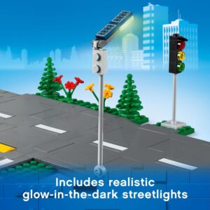 LEGO City Road Plates 60304 - Building Toy Set, Featuring Traffic Lights, Trees, Glow in The Dark Bricks, Combine City Series Sets, Great Gift for Kids, Boys, and Girls Ages 5+