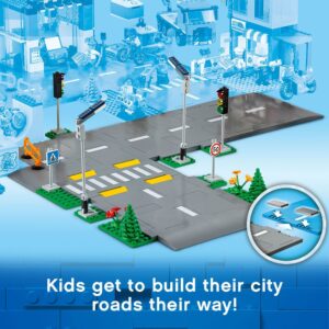 LEGO City Road Plates 60304 - Building Toy Set, Featuring Traffic Lights, Trees, Glow in The Dark Bricks, Combine City Series Sets, Great Gift for Kids, Boys, and Girls Ages 5+