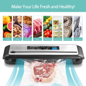 Vacuum Sealer Machine with 55 Count 8"x12" Food Sealers Bags and 8"*79' Vacuum Sealer Roll, Inkbird Automatic Vacuum Sealers Machine with Built-in Cutter, Dry & Moist Sealing Modes for Food Storage