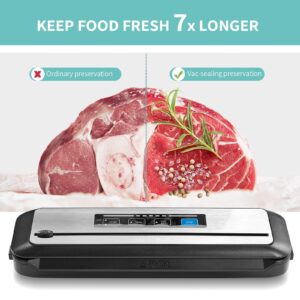 Vacuum Sealer Machine with 55 Count 8"x12" Food Sealers Bags and 8"*79' Vacuum Sealer Roll, Inkbird Automatic Vacuum Sealers Machine with Built-in Cutter, Dry & Moist Sealing Modes for Food Storage