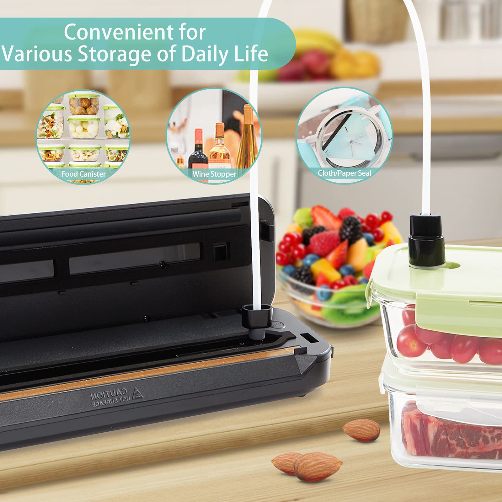 Vacuum Sealer Machine with 55 Count 8"x12" Food Sealers Bags and 8"*79' Vacuum Sealer Roll, Inkbird Automatic Vacuum Sealers Machine with Built-in Cutter, Dry & Moist Sealing Modes for Food Storage