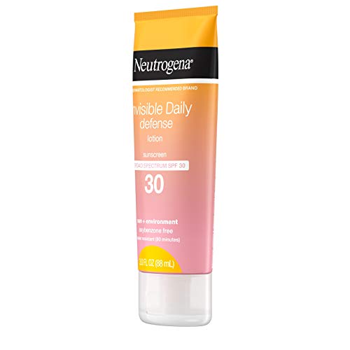 Neutrogena Invisible Daily Defense Sunscreen Lotion, Broad Spectrum SPF 30, Oxybenzone-Free & Water-Resistant, Sun & Environmental Aggressor Protection, Antioxidant Complex, 3.0 fl. oz