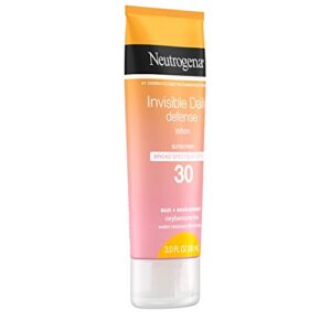 Neutrogena Invisible Daily Defense Sunscreen Lotion, Broad Spectrum SPF 30, Oxybenzone-Free & Water-Resistant, Sun & Environmental Aggressor Protection, Antioxidant Complex, 3.0 fl. oz