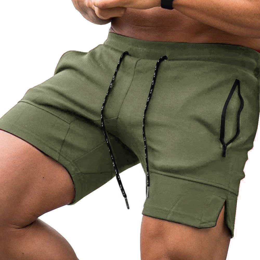 COOFANDY Sweat Shorts for Men 7" Quick Dry Workout Bodybuilding Pants Training Athletic Jogger with Pockets Army Green