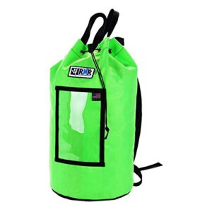 rock-n-rescue grand rope bag with drawstring closure - rock climbing and rescue gear, heavy duty waterproof nylon material, 400' of 1/2" capacity, large, green