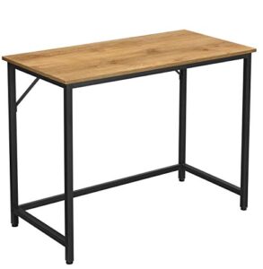 vasagle computer desk, gaming desk, home office desk, for small spaces, 19.7 x 39.4 x 29.5 inches, industrial style, metal frame, honey brown and black ulwd041b05v1