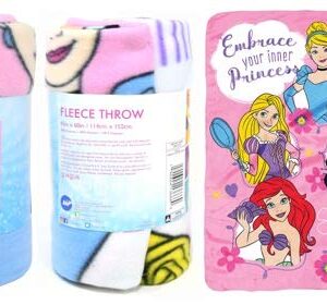 Disney Princesses Fleece Throw Blanket - Disney Embrace Your Inner Princess Kids Fleece Throw Blanket for Boys and Girls, Warm, Soft and Cozy Lightweight Plush Fabric Bed Cover Decor - Size 45" x 60"