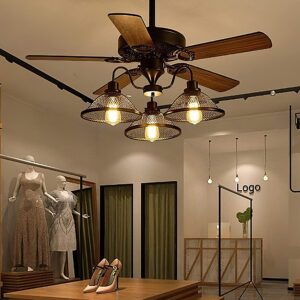 Bagood Farmhouse Ceiling Fan with Light 52 Inch Ceiling Fan with Light Rustic Ceiling Fan with 5 Reversible Wood Blades Vintage Ceiling Fan with Light and Remote for Bedroom Living Room Dining Room