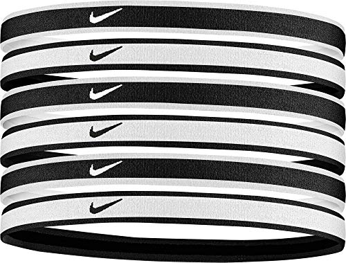 Nike Swoosh Sport Headbands 6 pack (One Size Fits Most, Black/Grey/White) - Unisex