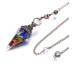 pesoenth 7 chakra crystal dowsing pendulum healing hexagonal gemstone crystals point pendulum for divination scrying dowser