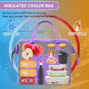 IDEATECH Lunch Bags for Women, Insulated Lunch Bag for men, Large Reusable Tote Bag, Leakproof Cooler Lunch Bags for Work, Cute Reusable Lunch Bags, Womens Lunch Bag for Office Picnic(Purple)