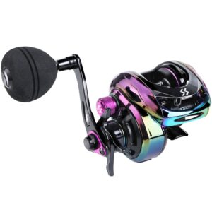 sougayilang baitcasting reels - colorful fishing reel, high speed baitcaster with 9+1 ball bearings, gear ratio 8.0:1, magnetic brake system power handle casting reels -right handed-colorful