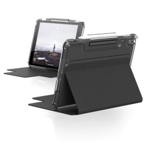 [u] by uag designed for ipad 10.2 case black/ice 9th generation 2021, 8th gen 2020, lucent lightweight ultra-slim smart folio protective cover with auto/sleep wake & pencil holder