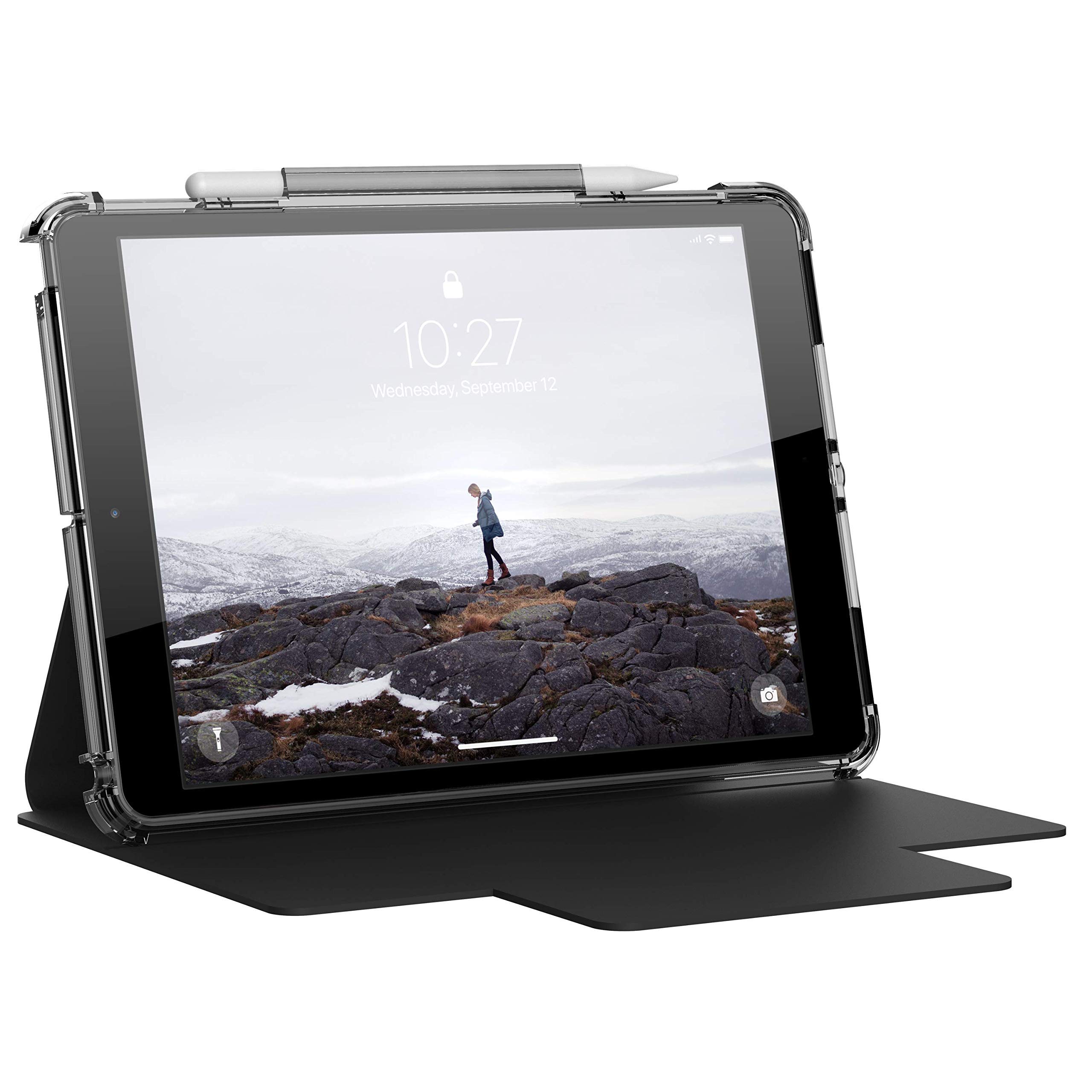 [U] by UAG Designed for iPad 10.2 Case Black/Ice 9th Generation 2021, 8th Gen 2020, Lucent Lightweight Ultra-Slim Smart Folio Protective Cover with Auto/Sleep Wake & Pencil Holder