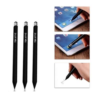 Tek Styz Pro Stylus Capacitive Pen Upgraded Works for Plantronics BackBeat Fit 2100 P/N 212201-99 with Custom High Precision Touch Full Size 3 Pack! (Black)