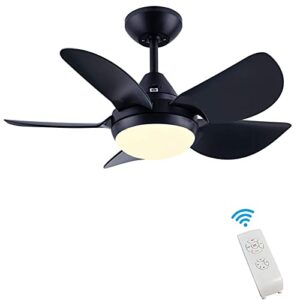 cjoy small ceiling fan with light, 30 inch black ceiling fans with lights and remote, bedroom ceiling fans with lights dimmable, 5 abs reversible blades fan light for kid room