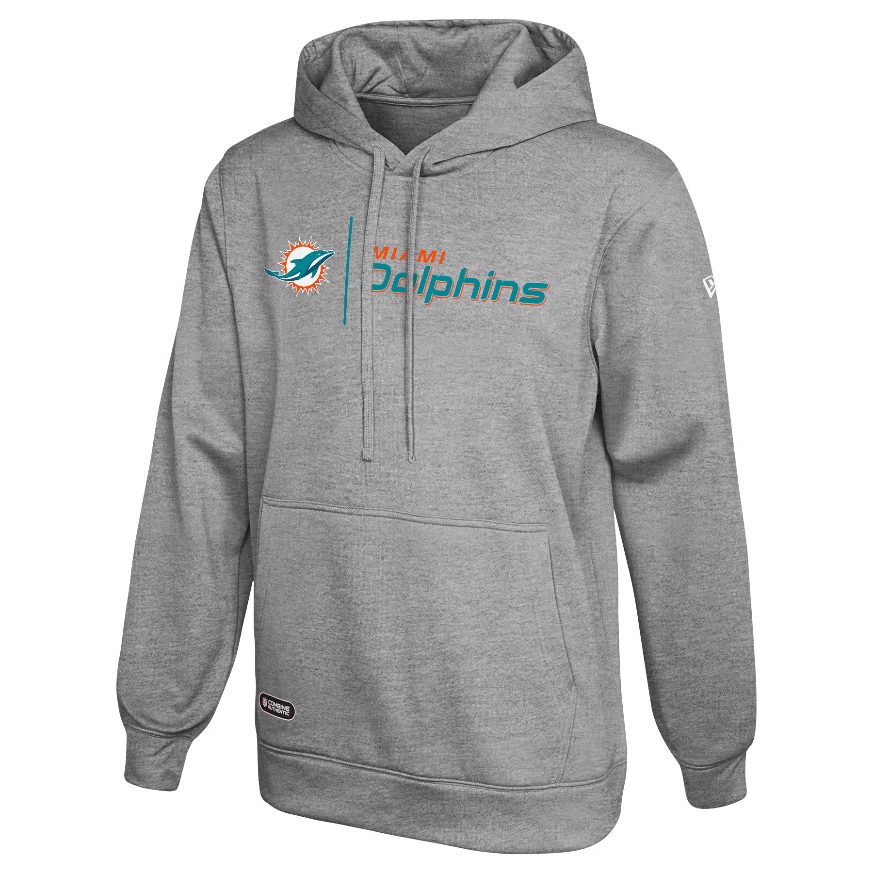 New Era NFL Men's Cool Grey Gametime Pullover Performance Hoodie, Pro Football Sweatshirt, Miami Dolphins, X-Large