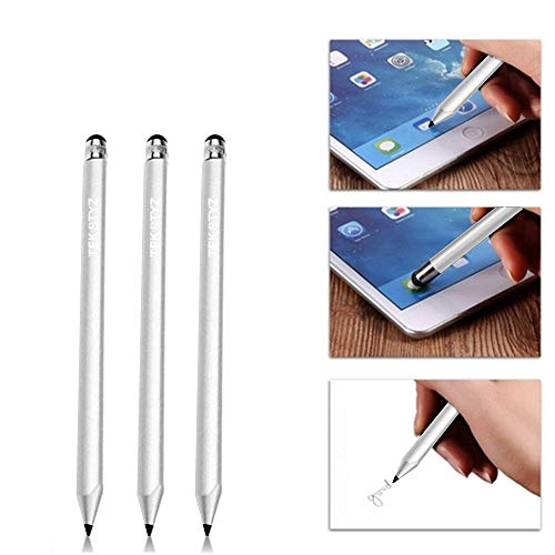 Tek Styz Pro Stylus Capacitive Pen Upgraded Works for Plantronics BackBeat Fit Black 3100 P/N 211855-99 with Custom High Precision Touch Full Size 3 Pack! (Silver)