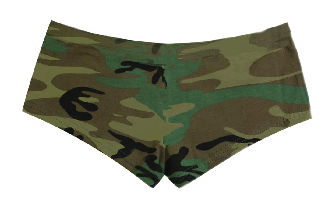 Southern Sisters Huntress Army Camo Boy Short Panty for Women Woodlands Military Print- Large