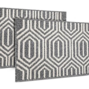 Emerson 2-Pack Indoor Doormats, 32" x 20" – Low Profile Front Door Mats – Welcome Outdoor Entrance Rugs – Machine Washable & Water Absorbent – Home Entryway Mats – Heavy Duty + Non-Slip (Gray)