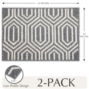 Emerson 2-Pack Indoor Doormats, 32" x 20" – Low Profile Front Door Mats – Welcome Outdoor Entrance Rugs – Machine Washable & Water Absorbent – Home Entryway Mats – Heavy Duty + Non-Slip (Gray)