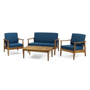 willowbrook outdoor 4pc chat set - acacia wood - teak